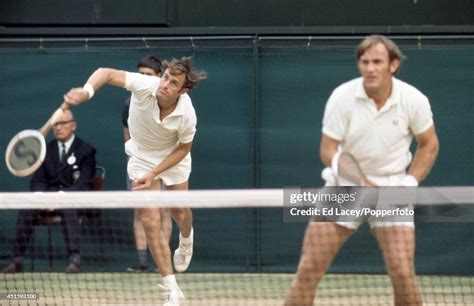 John Newcombe And Tony Roche Of Australia In Mens Doubles Action At