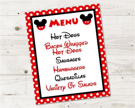 Mickey Mouse Menu Template At Amber Grayson