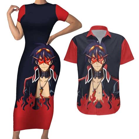 Simon Tengen Toppa Guren Lagann Couples Matching Short Sleeve Bodycon