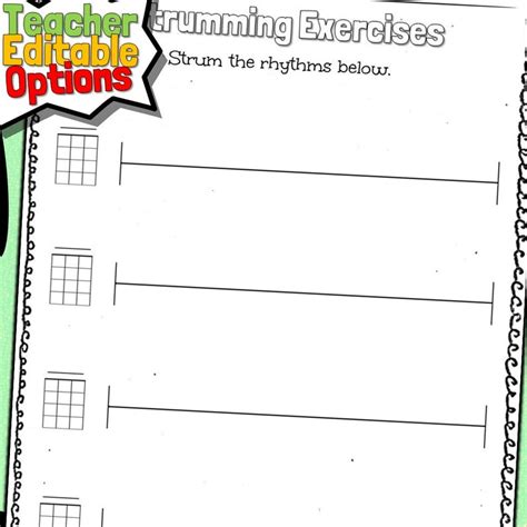 Ukulele Strumming Exercises Worksheets Etsy