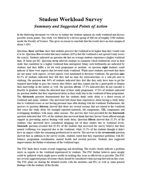 Fsc 22 23 Student Workload Survey Report Pdf Workload Teachers