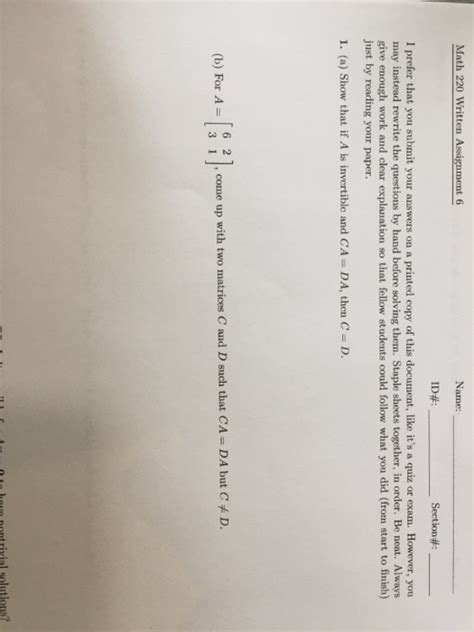 Solved Math 220 Written Assignment 6 Id Section I Prefer