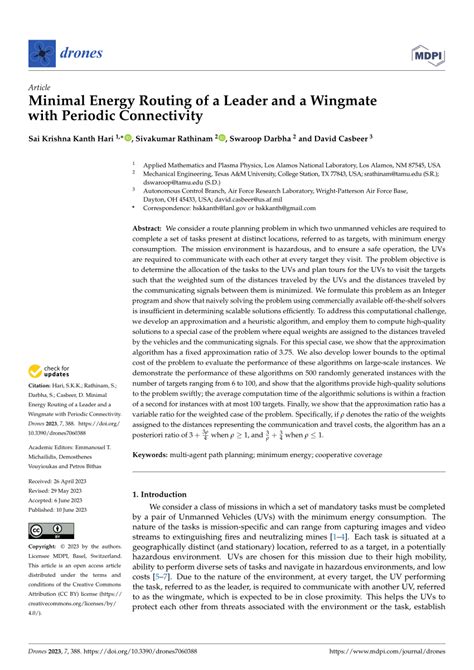 pdf minimal energy routing of a leader and a wingmate with periodic