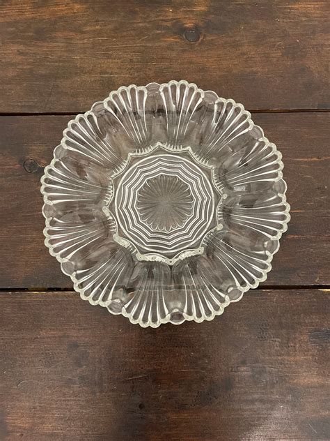Vintage Glass Deviled Egg Plate Anchor Hocking Deviled Egg Platter 9