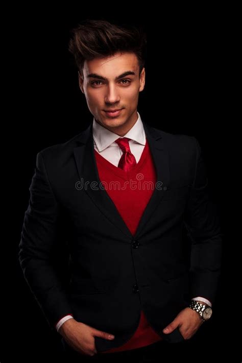 Black Suit Dark Red Tie