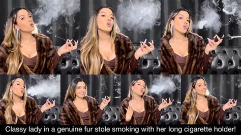 Classy Lady Smoking With Her Long Cigarette Holder Wearing A Genuine