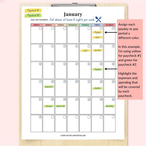 What Is A Budget Calendar And How To Make One Mint Notion