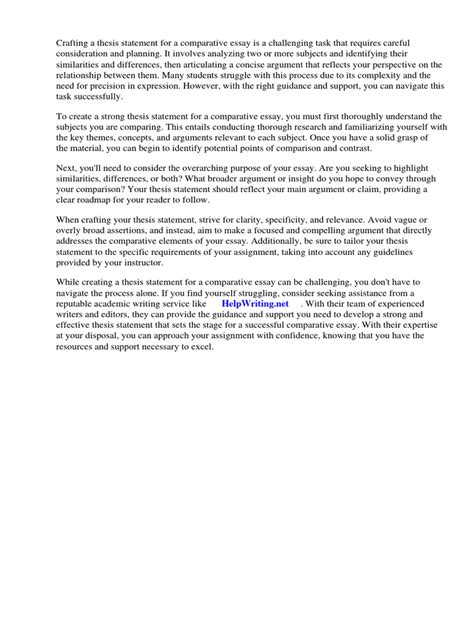 How To Create A Thesis Statement For A Comparative Essay Pdf Essays Thesis