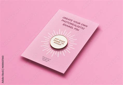 Enamel Pin Mockup Template Card Logo Soft Apparel Clothes Stock
