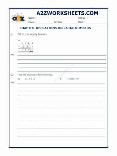 A2zworksheetsworksheet Of Operations On Large Numbers 01 Numbers Maths