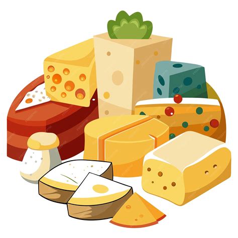 Various Types Of Cheese Clipart Vector Art And Illustration Premium