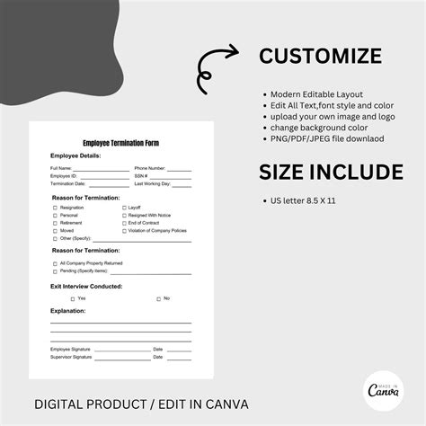 Employee Termination Form Printable Employee Termination Form Hr Terminate Employee Form Pdf
