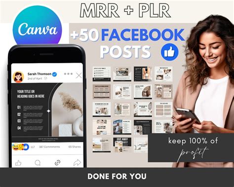 50 Canva Facebook Post Templates Mrr Plr Resell Rights Etsy