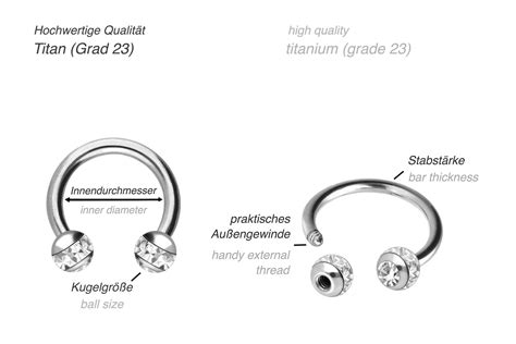Titanium Circular Barbell Epoxy Ring Balls Crystals Piercingline