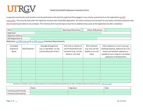 Initial Controlled Substance Inventory Form
