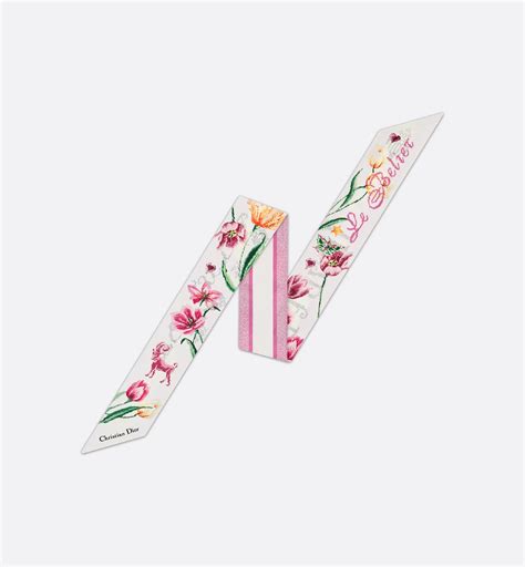 Christian Dior 1947 Zodiac Aries Mitzah Scarf Ivory And Hydrangea Pink