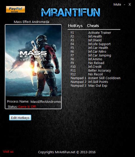 Mass Effect Andromeda Trainer 14 V108 Mrantifun Download Cheats