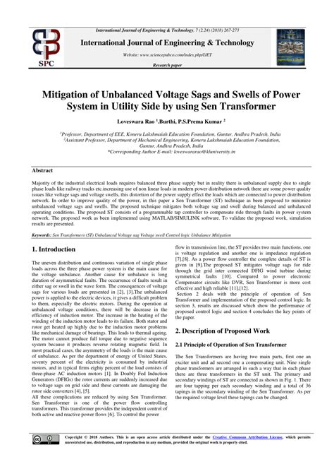 Pdf Mitigation Of Unbalanced Voltage Sags And Swells Of Power System In Utility Side By Using