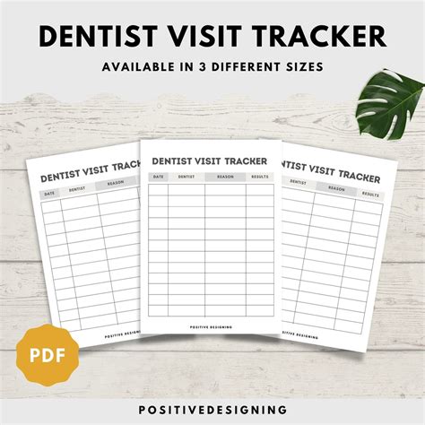 Dental Health Log Dental Care Log Dentist Checkup Log Dental Care