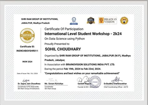 Datascience Python Workshopcompletion Continuouslearning Sohil