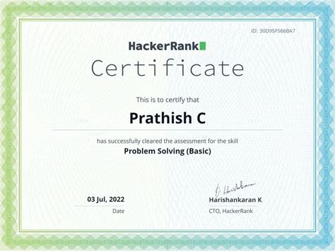 Prathish C On Linkedin Hackerrank Problemsolving