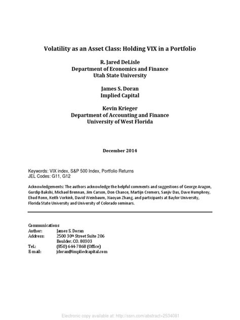 Volatility As An Asset Class Pdf Pdf Vix Option Finance