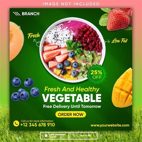 Premium Psd A Poster For Fresh And Healthy Vegetable Delivery Unit