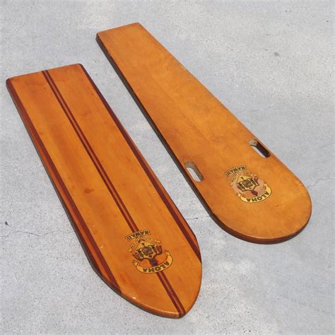 Pair Of 1920s Paipo Surfboards Hotel Boards With Hawaiian Crest At