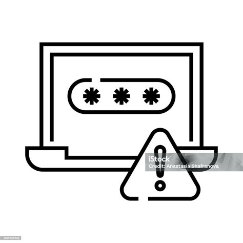 Invalid Password Line Icon Concept Sign Outline Vector Illustration