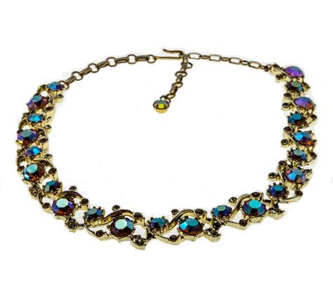 Crystal Beauty Vintage Gold Plated Austrian Swarovski Aurora Boreali