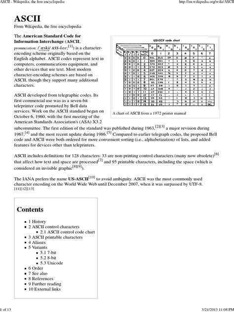 Ascii Wikipedia The Free Encyclopedia Pdf Ascii Character Encoding