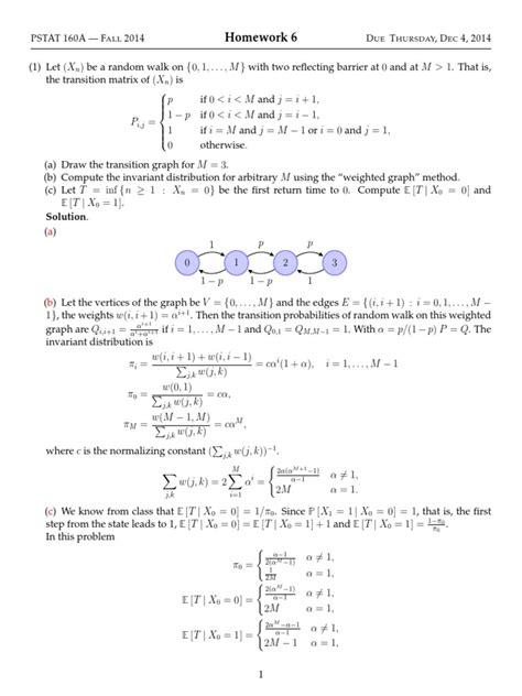 Pstat 160 A Homework Solutions Pdf Markov Chain Mathematical Relations