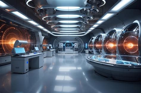 Premium Ai Image Futuristic Quantum Physics Lab