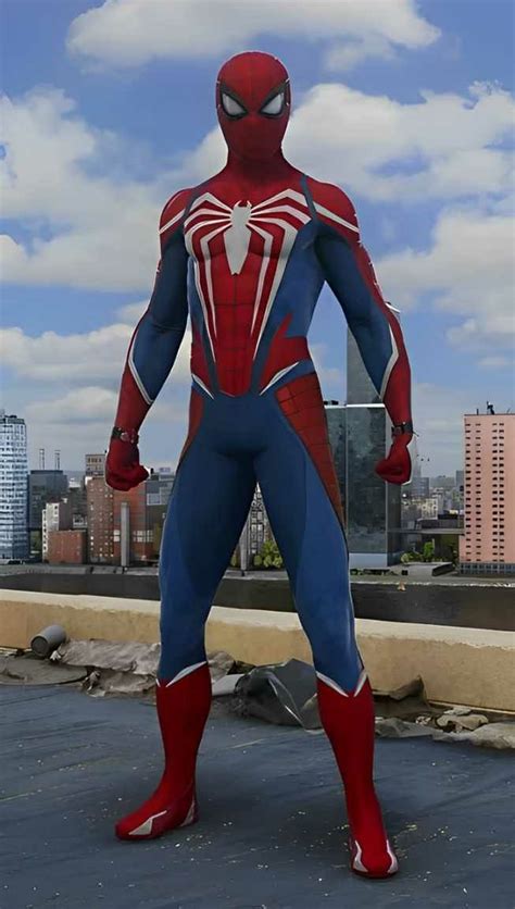 Spider Man On Top Of A Roof Spiderman Suits Spider Man Suits Spider