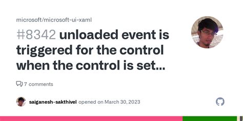 Unloaded Event Is Triggered For The Control When The Control Is Set As Content For The