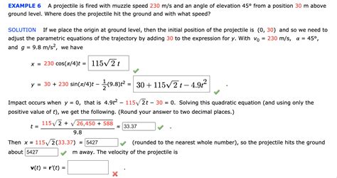 solved example 6 a projectile is fired with muzzle speed 230