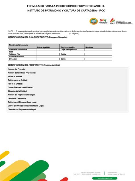 Formato Presentacion De Proyectos Descargar Gratis Pdf Patrimonio