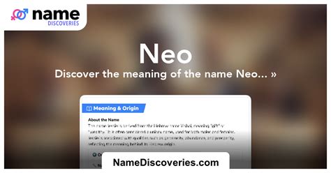 Neo Name Meaning And Origin
