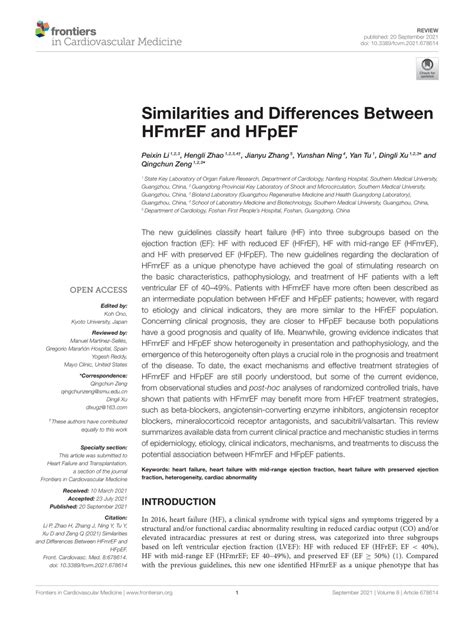 Pdf Similarities And Differences Between Hfmref And Hfpef