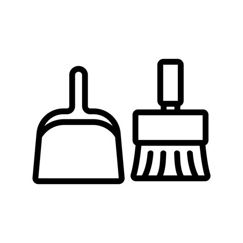 Dustpan And Brush For Sweep Dust Icon Vector Outline Illustration