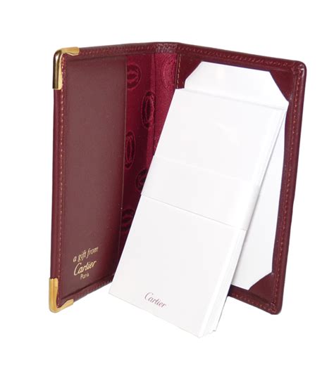 Depot Vente De Luxe En Ligne Cartier Bloc Note En Cuir Bordeaux Et Feuilles