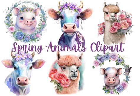 Spring Animals Clipartanimals With Flowerspng Format Insta Inspire