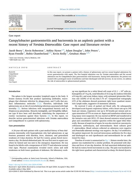 Pdf Campylobacter Gastroenteritis And Bacteremia In An Asplenic