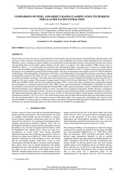 Pdf Comparison Of Pixel And Object Based Classification Techniques For Glacier Facies Extraction