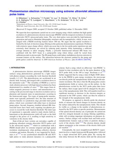 Pdf Photoemission Electron Microscopy Using Extreme Ultraviolet