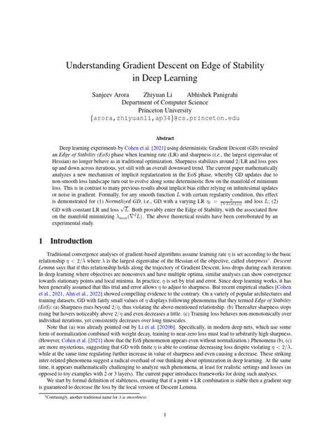 Understanding Gradient Descent On Edge Of Stabilit Pdf Stochastic
