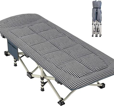 Outsunny Lit De Camping Pliable Double Large Pour 2 Personnes Avec Sac De Transport Bleu 193 Cm