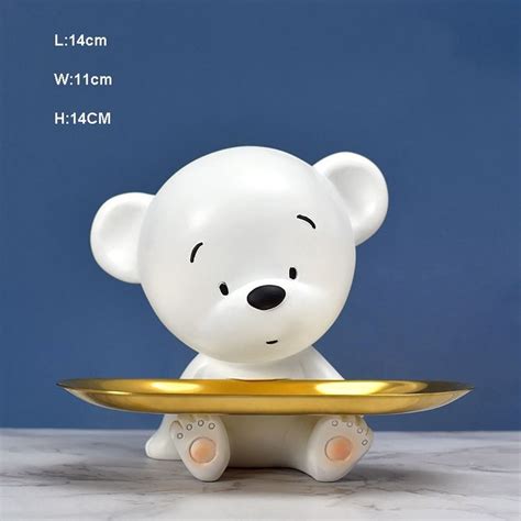 Buy Cute White Bear Figurine With Tray For Tabel Decor Bear Butler For
