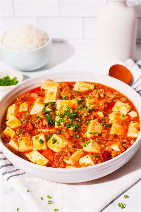 Mapo Tofu 麻婆豆腐 Two Plaid Aprons Recipe Tofu Mapo Tofu Recipe Tofu Dishes