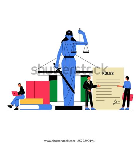 Lady Justice Sword Scale Front Courthouse Stock Vector Royalty Free